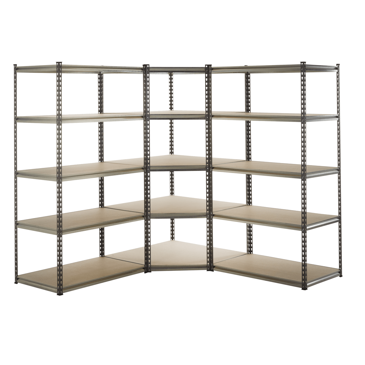 Corner 5 Shelf Shelving with 2 Bays — UK Pallet Racking